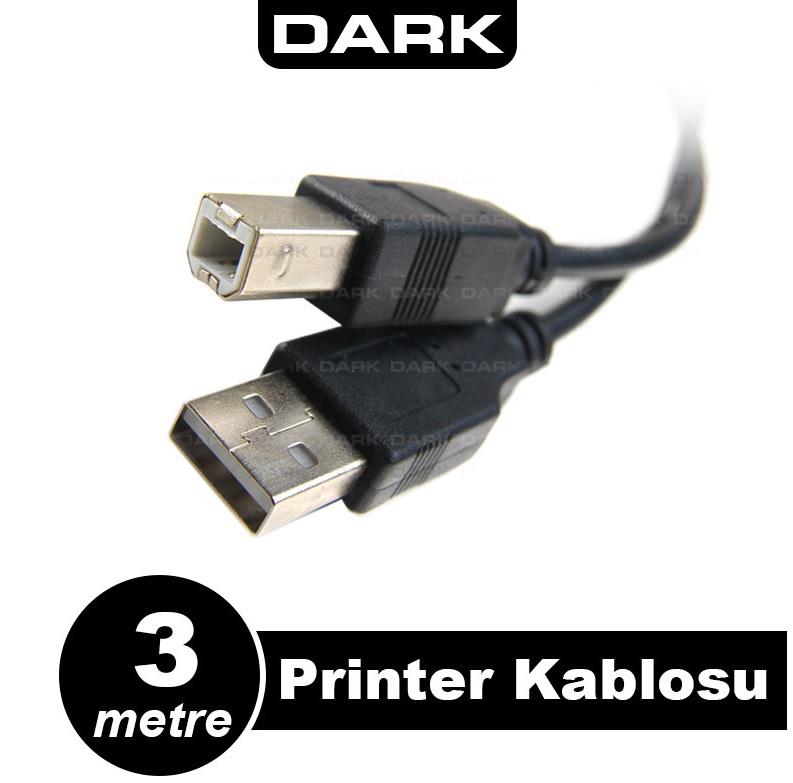 DARK DK-CB-USB2PRNL300 3 Mt USB 2.0 Yazıcı ve Data Kablosu (B-Tip ...